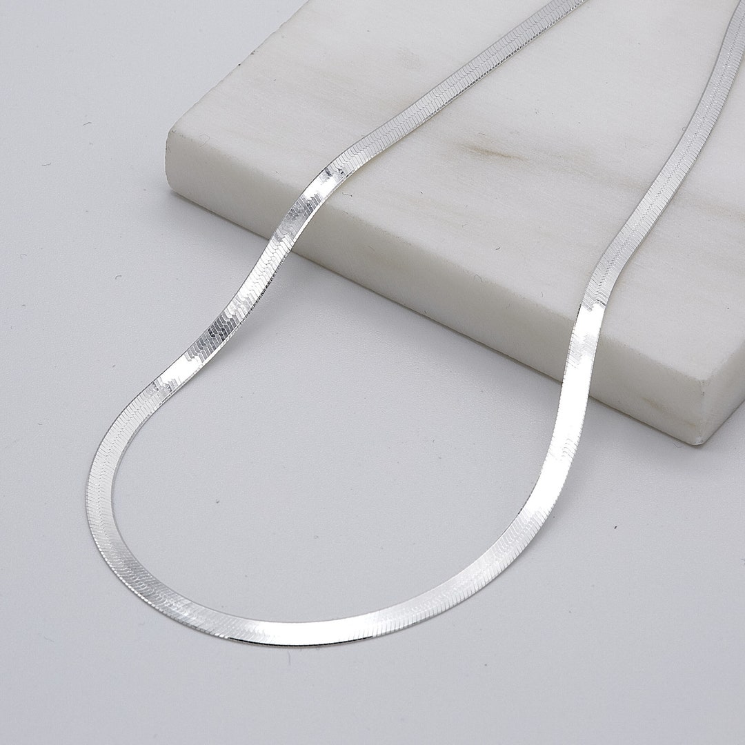 Real 925 Sterling Silver 3MM Snake Chain | Women Flat Snake Chain ...