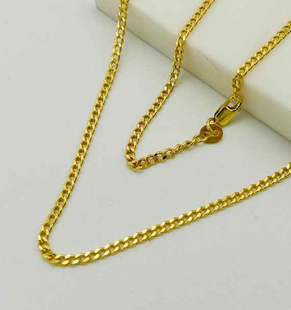 9ct Real Yellow Gold 2mm Curb Chain Classic Curb Link Necklace 16 18 20 22 24 Brand New Gift Boxed Etsy