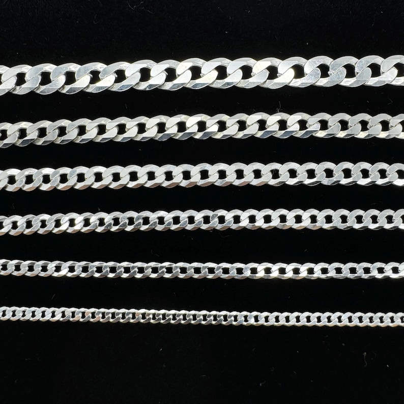 925 Sterling Silver Curb Chain | Men&women Curb Necklace | 2mm 3mm 4mm ...