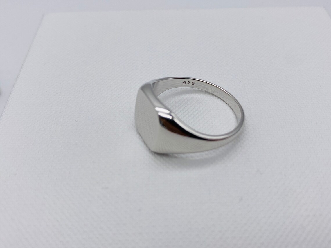 925 Sterling Silver Square Signet Ring | Men 12mm Square Shape Ring ...