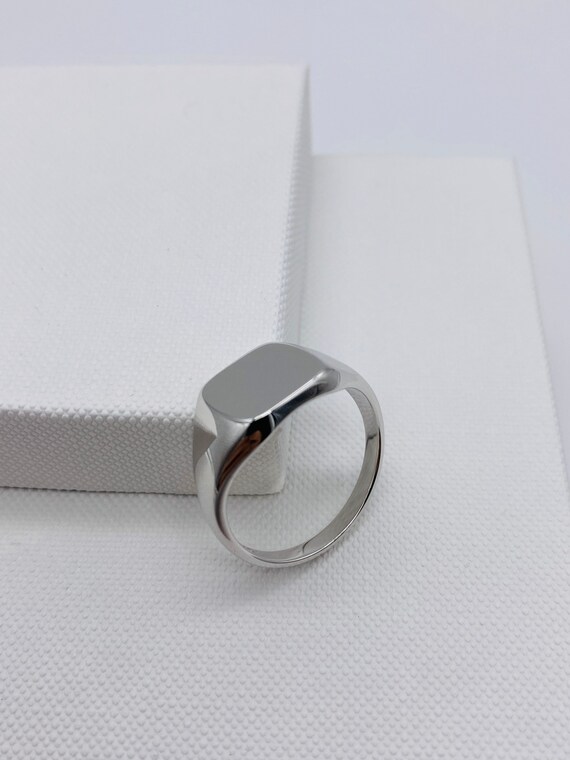 925 Sterling Silver Square Signet Ring Men 12mm Square Shape - Etsy