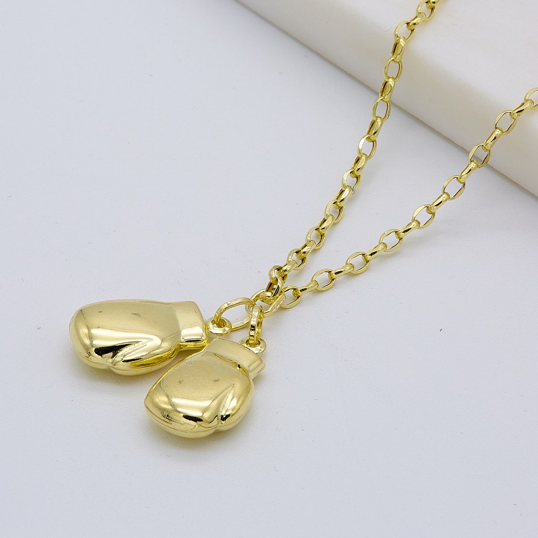 Real 9ct Yellow Gold Boxing Glove Pendant | Double Boxing Glove ...