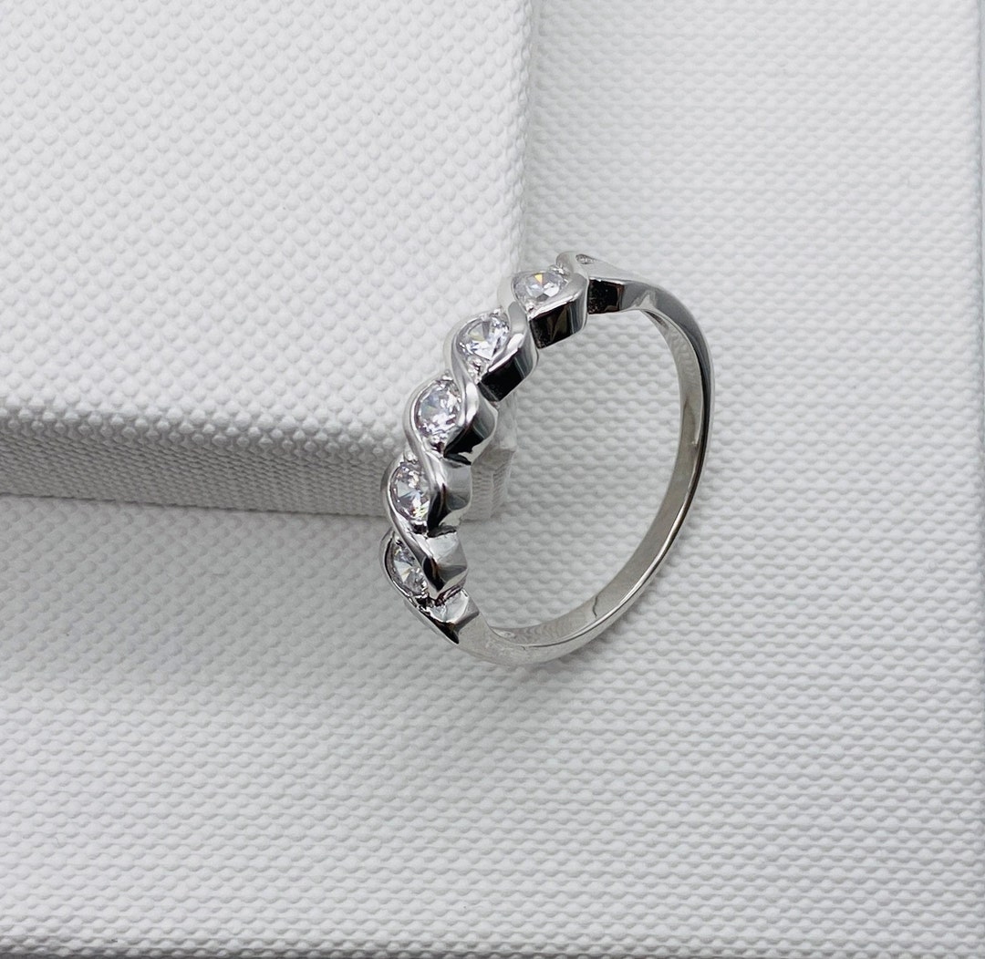 925 Sterling Silver Five Stone Set Silver Ring | Casual Eternity CZ ...
