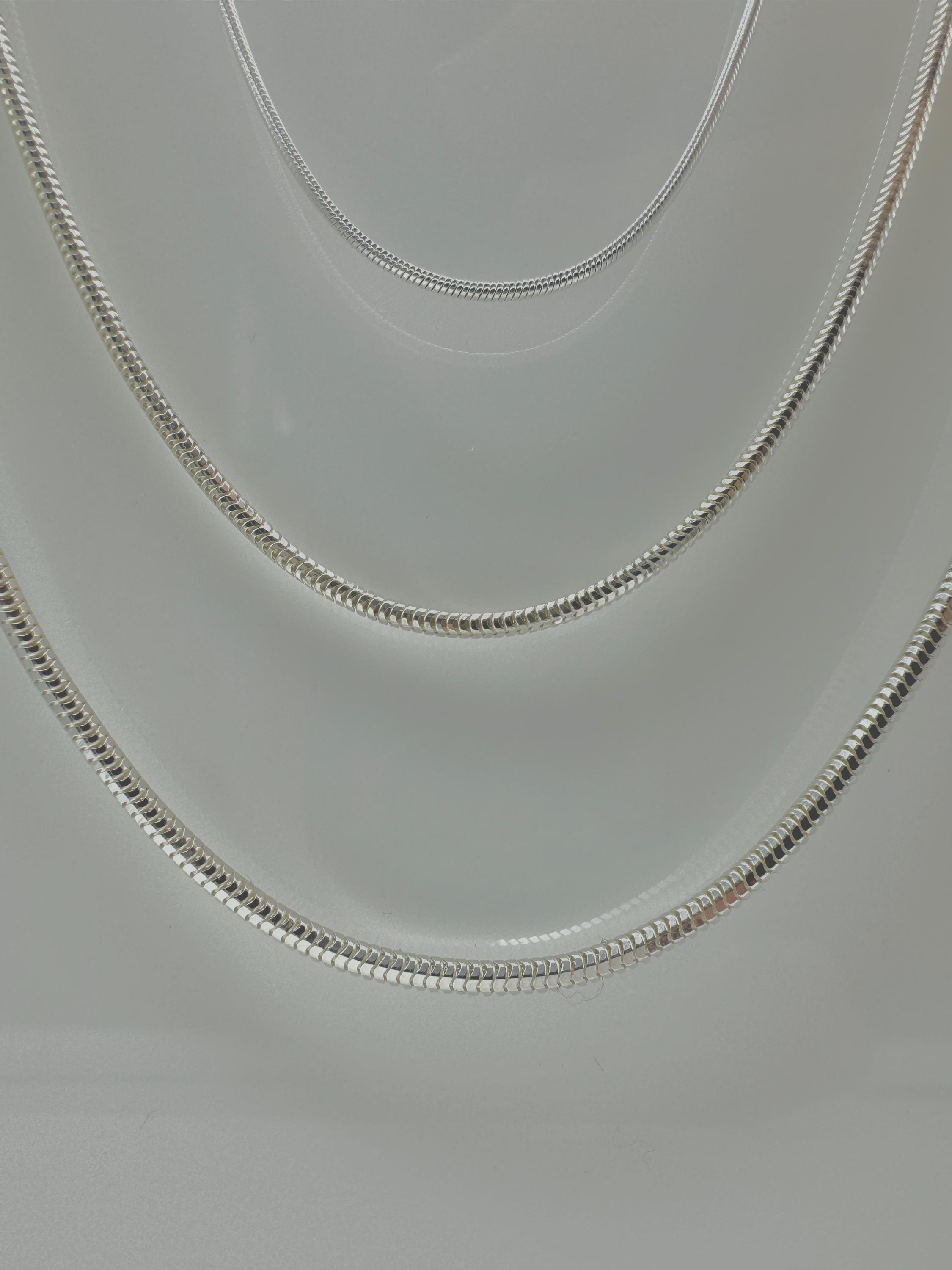 925 Sterling Silver Round Snake Chain | Men&women Snake Necklace | 1mm ...