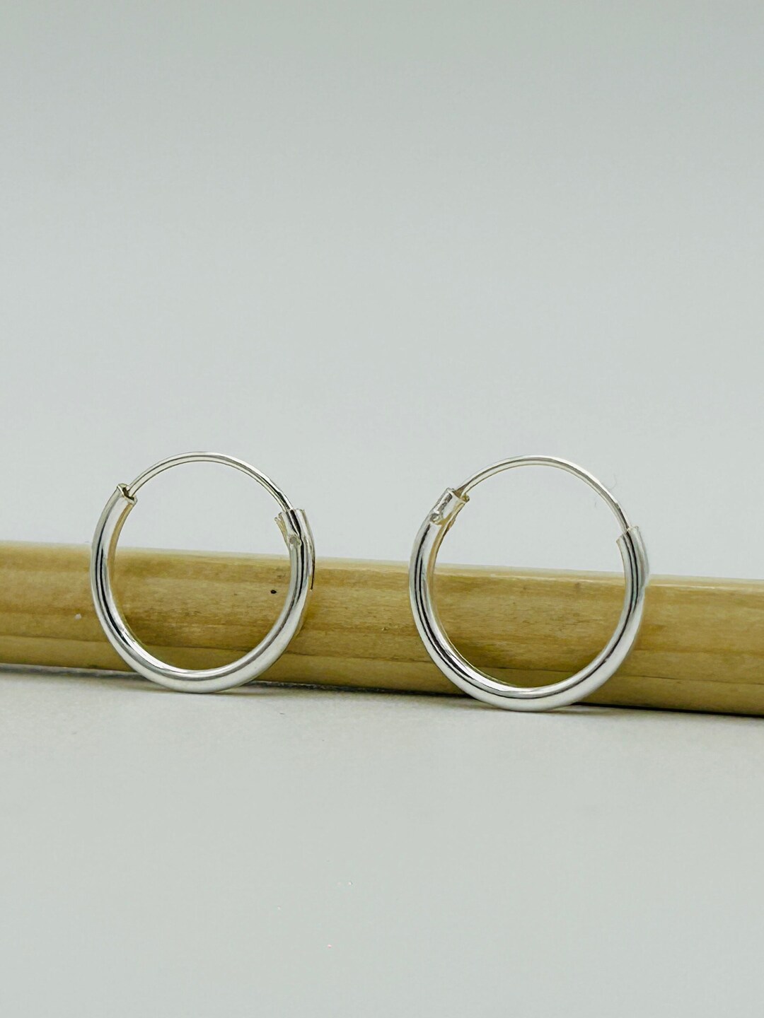 Genuine 925 Sterling Silver 1.5mm Sleeper Earring | Round Hinged Hoop ...