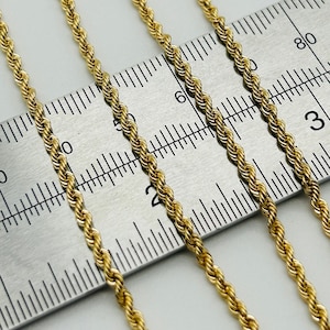 Genuine 9ct Yellow Gold Rope Chain | 2mm Twisted Rope Chain | Men ...