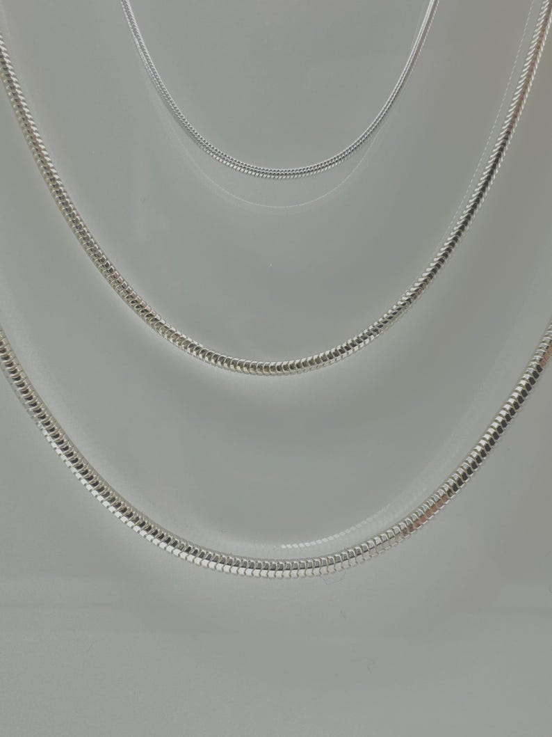 925 Sterling Silver Round Snake Chain | Men&women Snake Necklace | 1mm ...