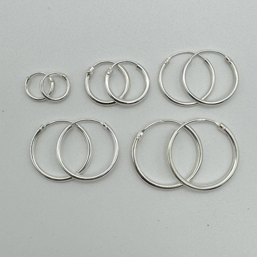 Silver Sleeper Hinged Earring | 1mm Round Hoop Earring | 925 Sterling Silver Sleeper Earring ...