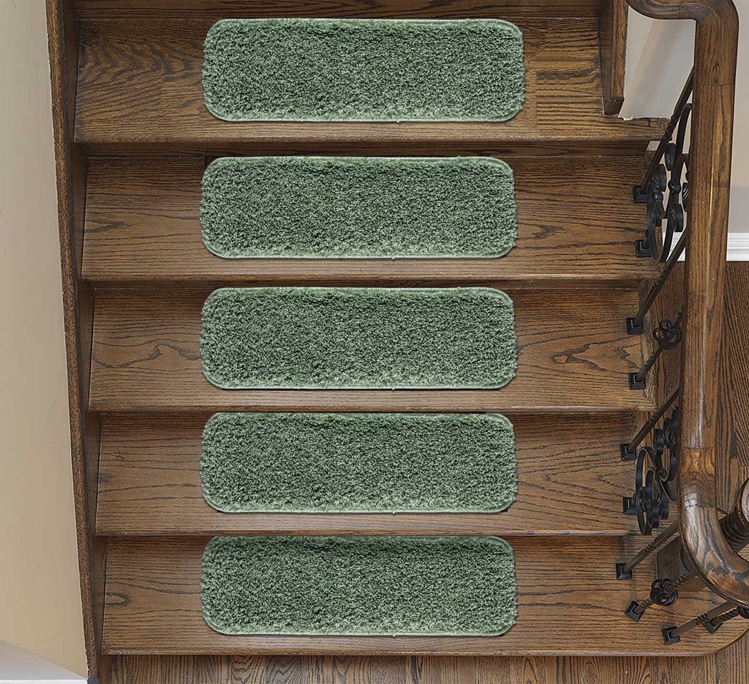 Soft Shaggy New Carpet Stair Treads Non-slip Machine Washable Rugs ...