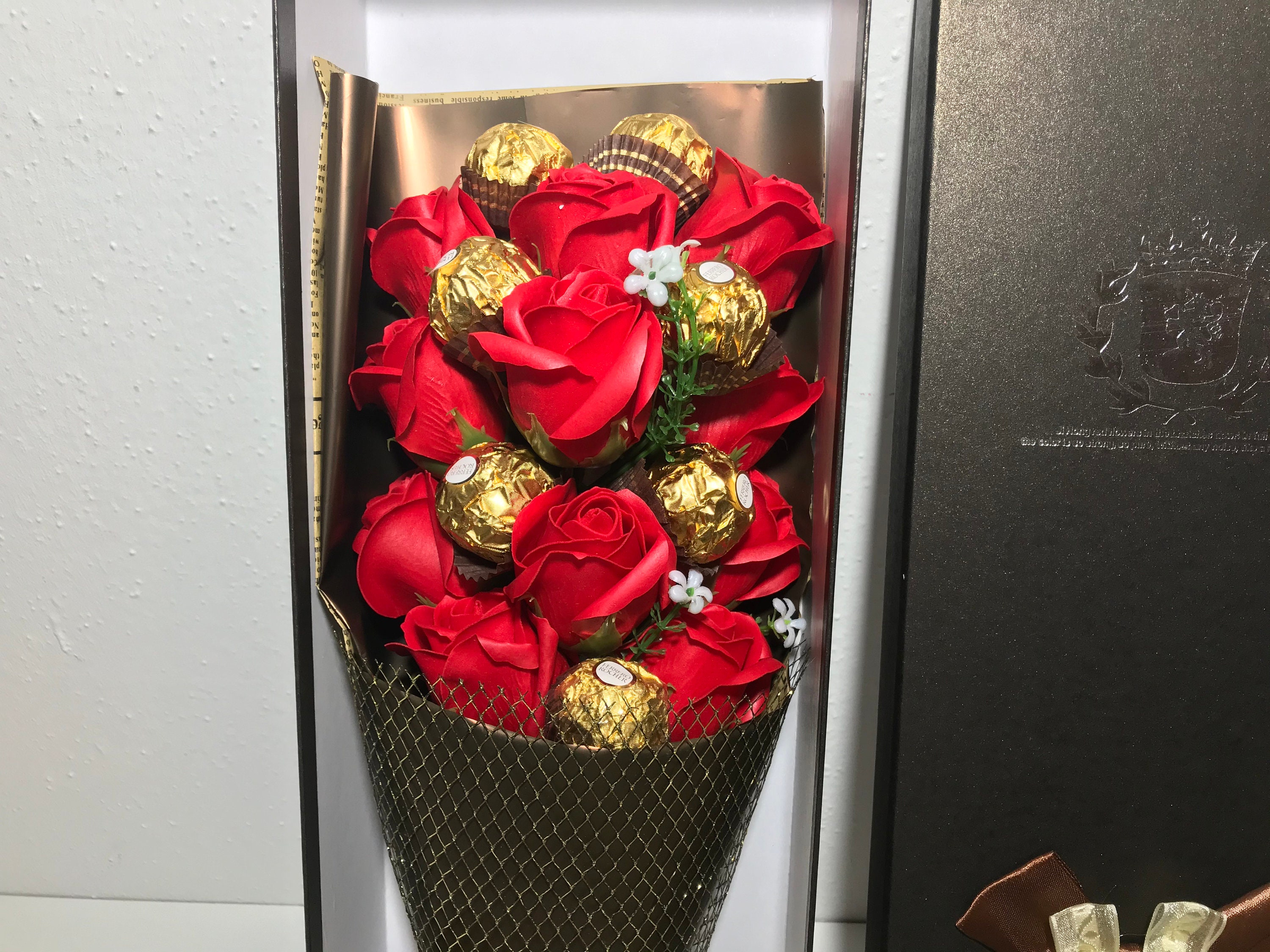 Ferrero Rocher Personalized Bouquet and Scented Soap Roses ...