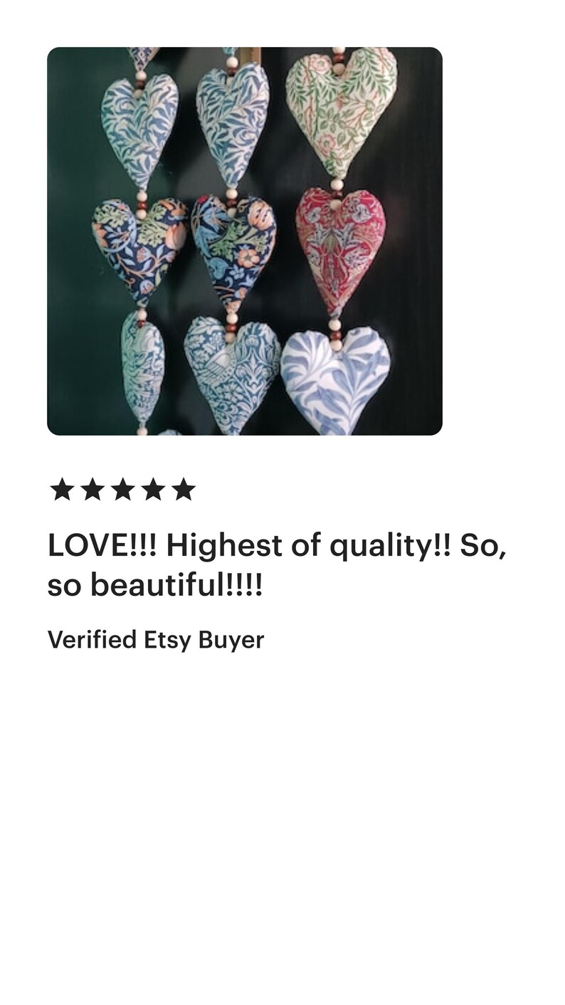 William Morris Fabrics Hanging Heart String Garland - Etsy