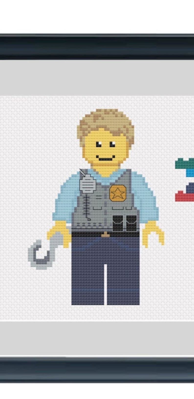 Lego cross stitch pattern children's lego policeman with | Etsy