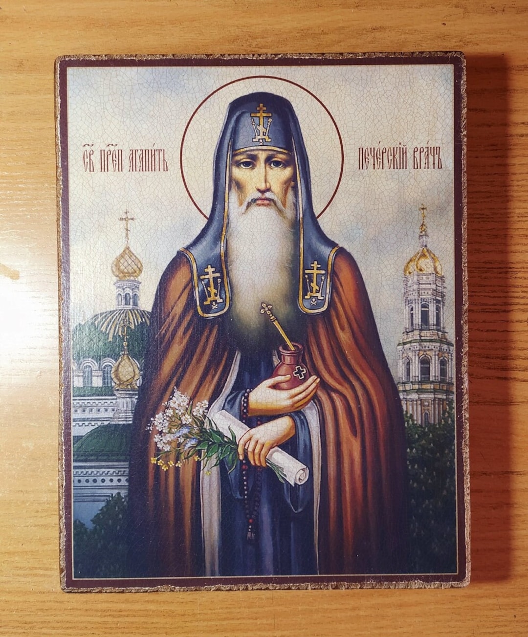 Holy Venerable Agapit of the Caves Doctor Gratuitous, Handmade Orthodox ...