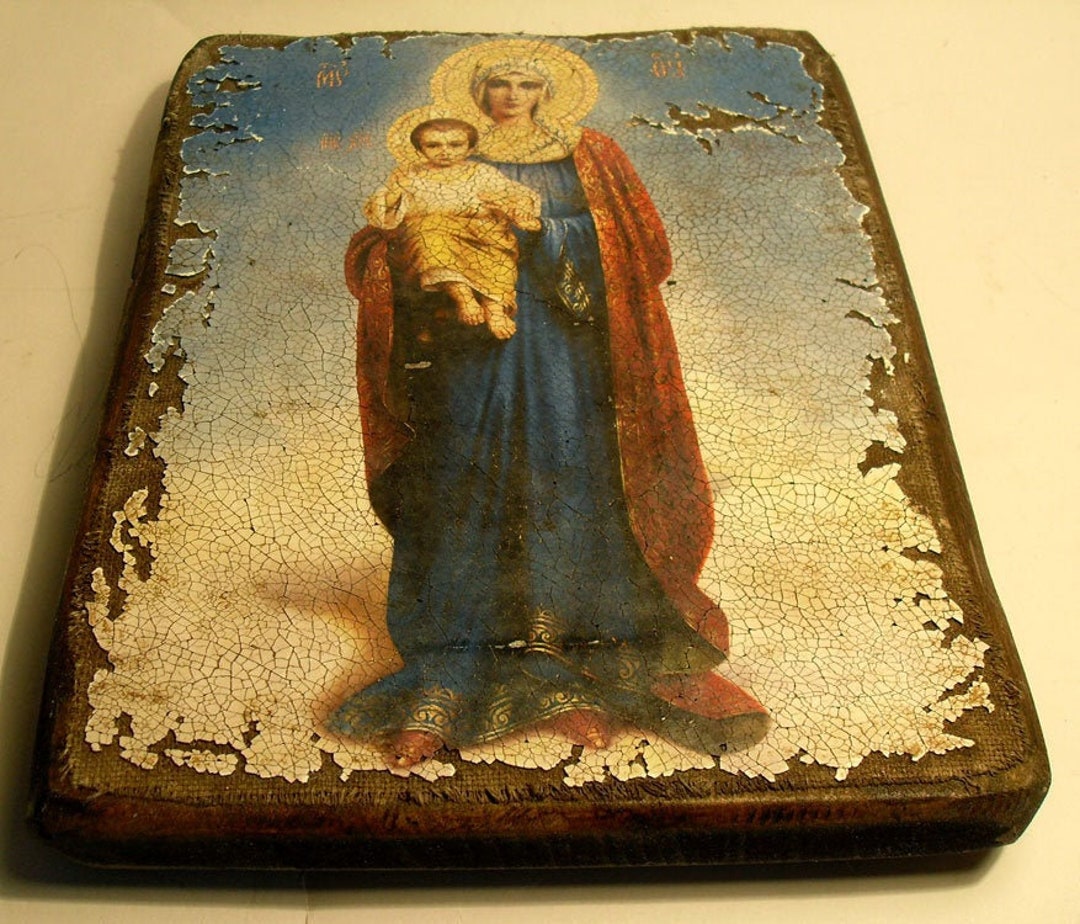 Icon of the Mother of God Blessed Sky Handmade Copy of an - Etsy