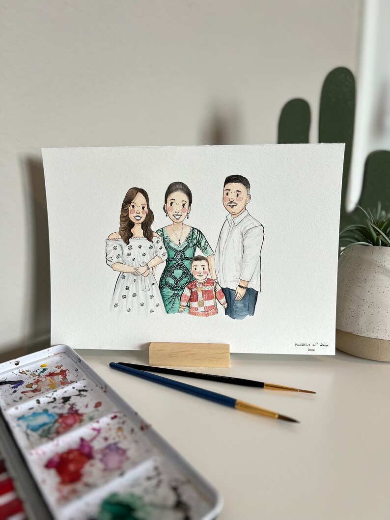 Custom Hand Painted Family Portrait Watercolor Illustration ...