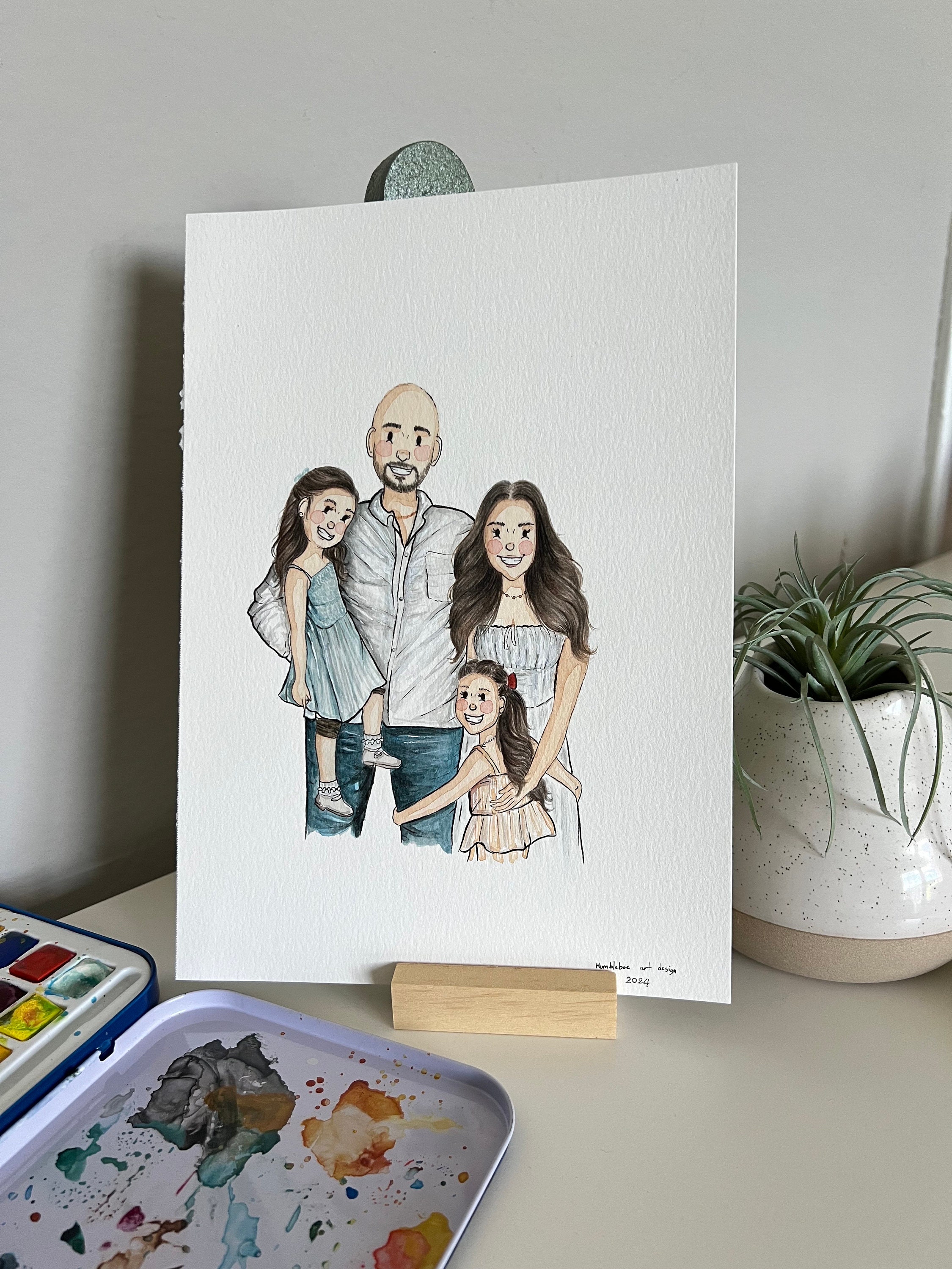 Custom Hand Painted Family Portrait Watercolor Illustration ...