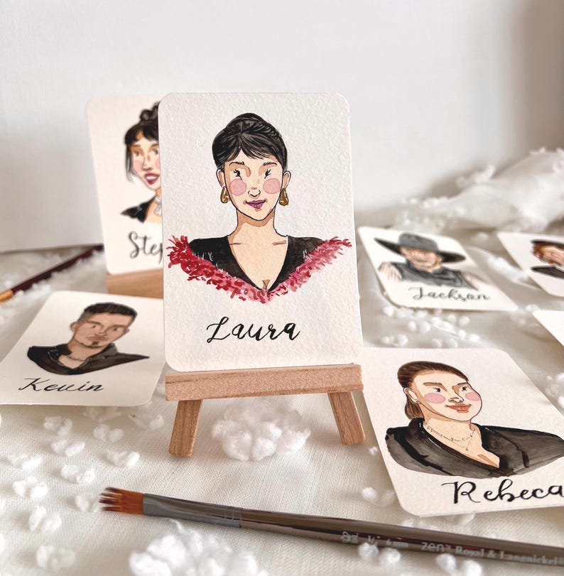 Custom Guest Portraits | Personalized Guests Place Card | Custom ...