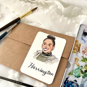 Custom Hand-painted Watercolor Portrait Place Cards - Personalized Name ...