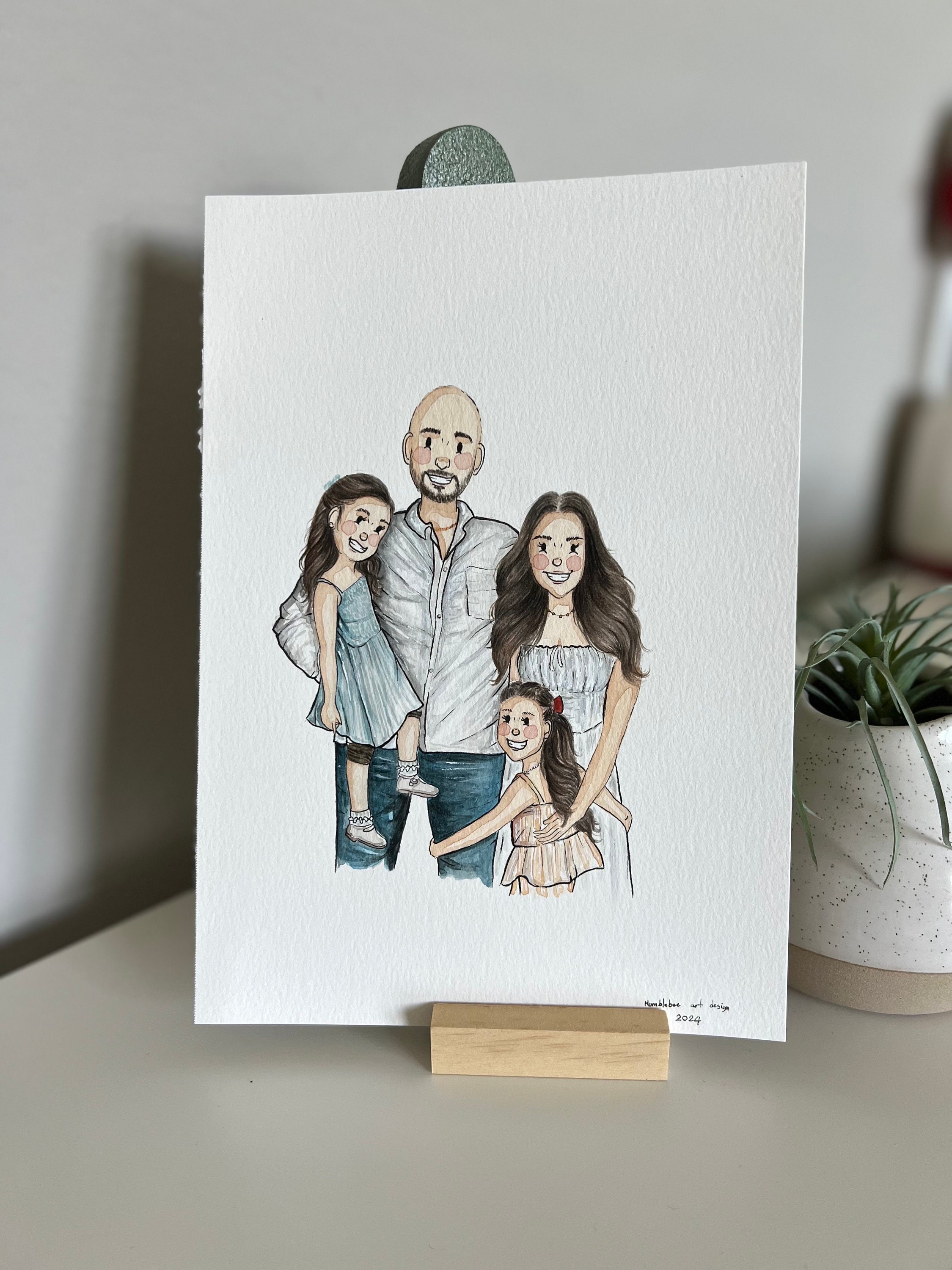 Custom Hand Painted Family Portrait Watercolor Illustration ...
