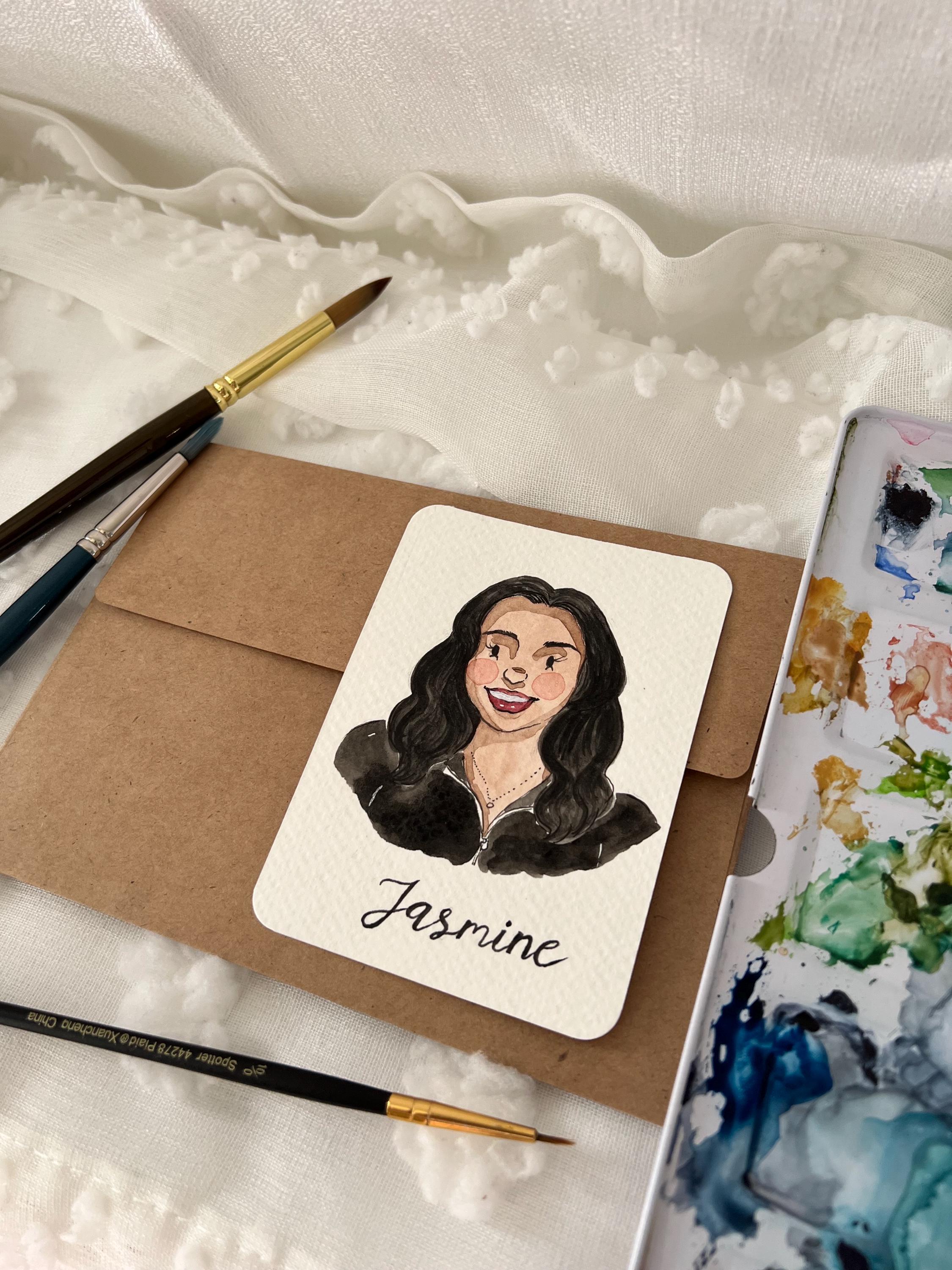 Custom Hand-painted Watercolor Portrait Place Cards - Personalized Name ...