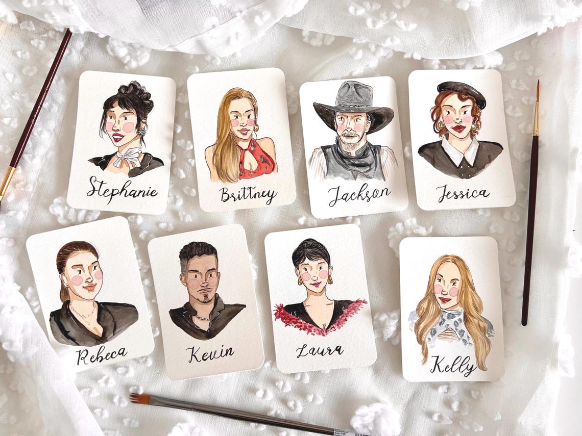 Custom Guest Portraits | Personalized Guests Place Card | Custom ...