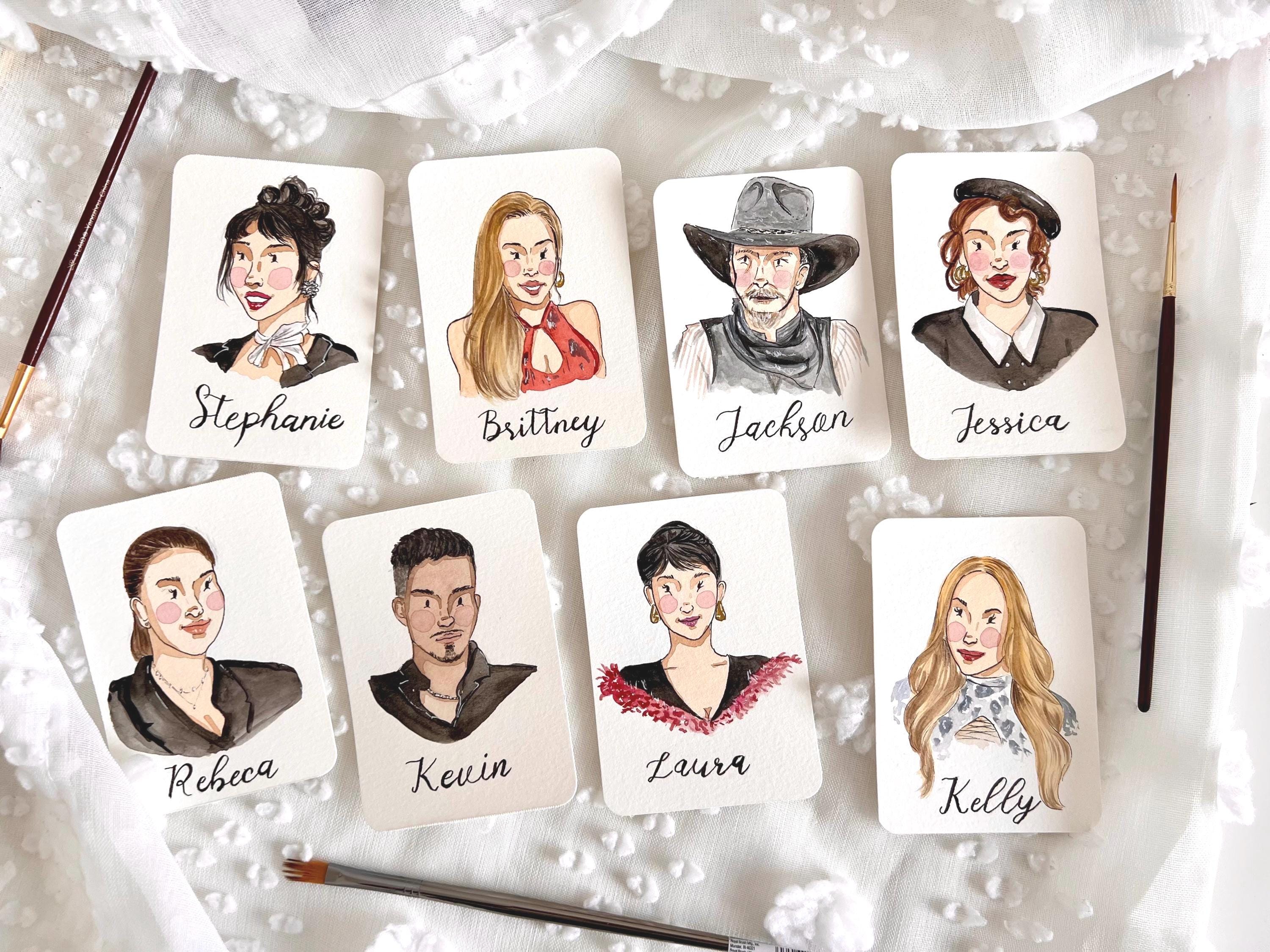 Custom Guest Portraits | Personalized Guests Place Card | Custom ...