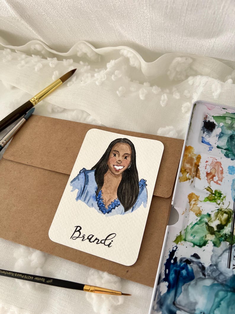 Custom Hand-painted Watercolor Portrait Place Cards - Personalized Name ...