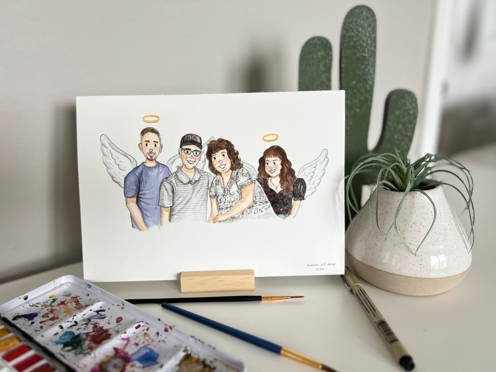Custom Hand Painted Family Portrait Watercolor Illustration ...