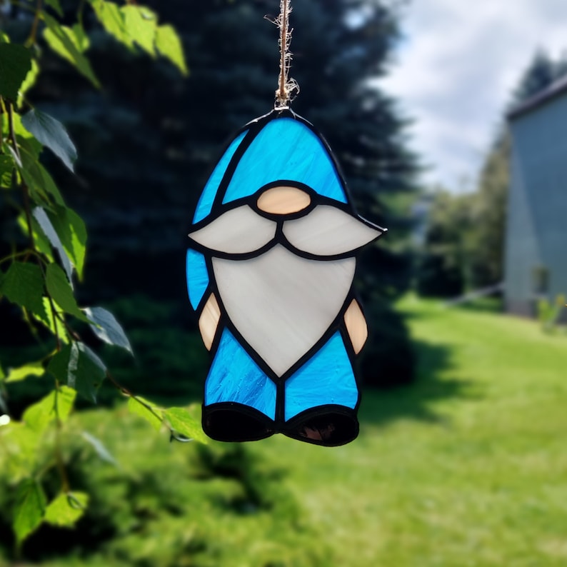 Stained Glass Gnome, Window Hanging Suncatcher, Home Decor, Cute Suncatcher Gnomes, Dwarf - Etsy