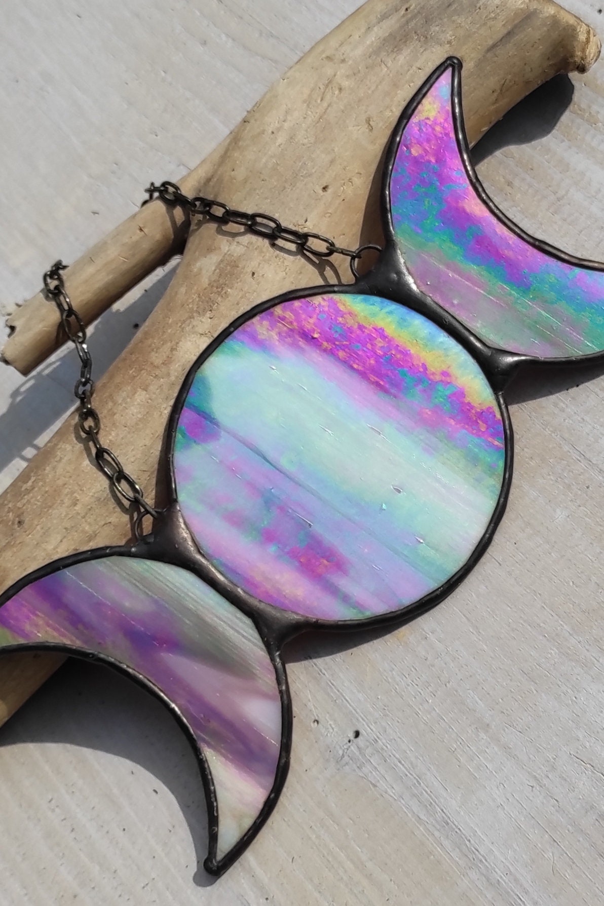 Suncatchers Art & Collectibles Bohemian decor Stained Glass Moon ...