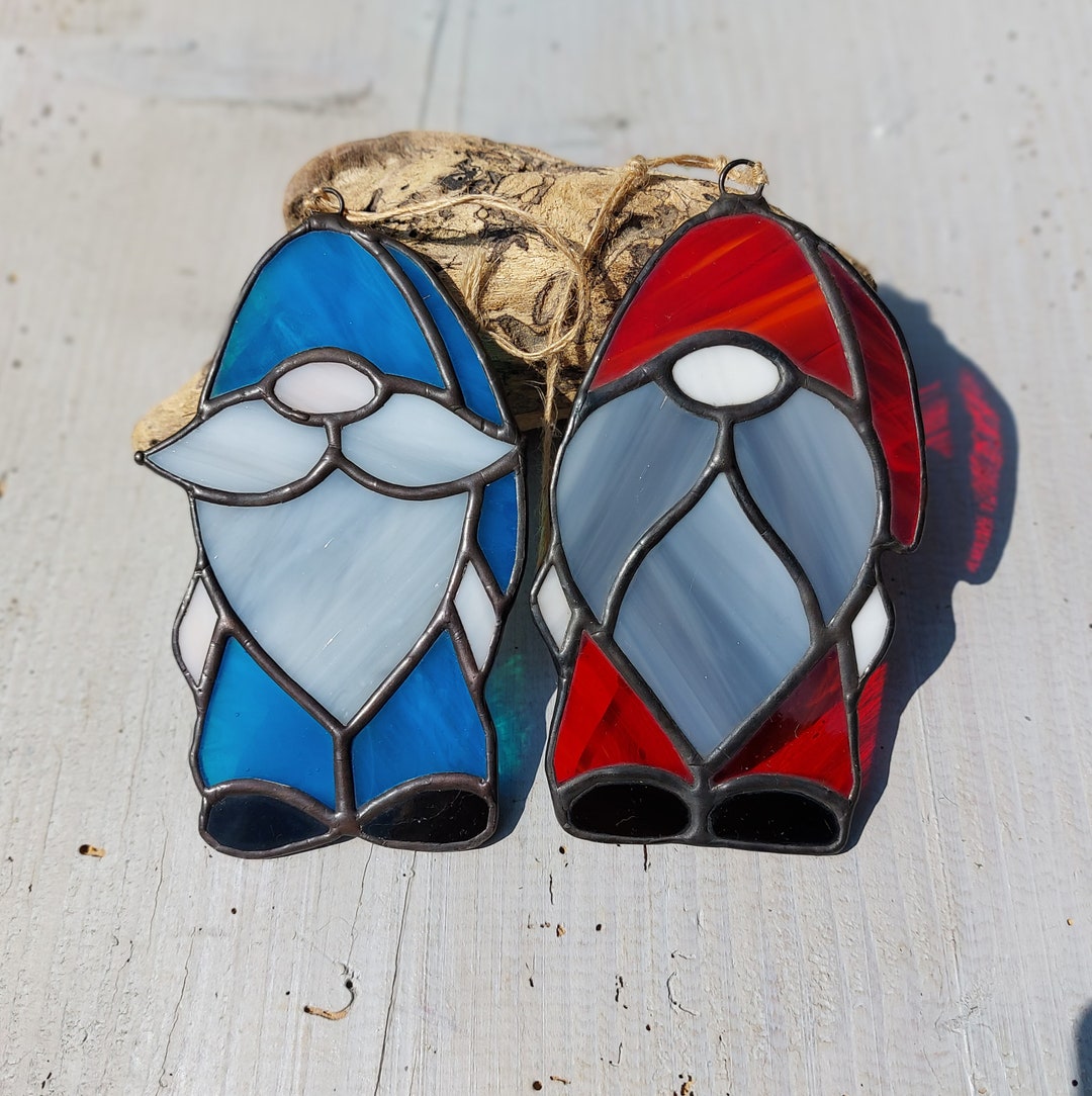 Stained Glass Gnome, Window Hanging Suncatcher, Home Decor, Cute Suncatcher Gnomes, Dwarf - Etsy