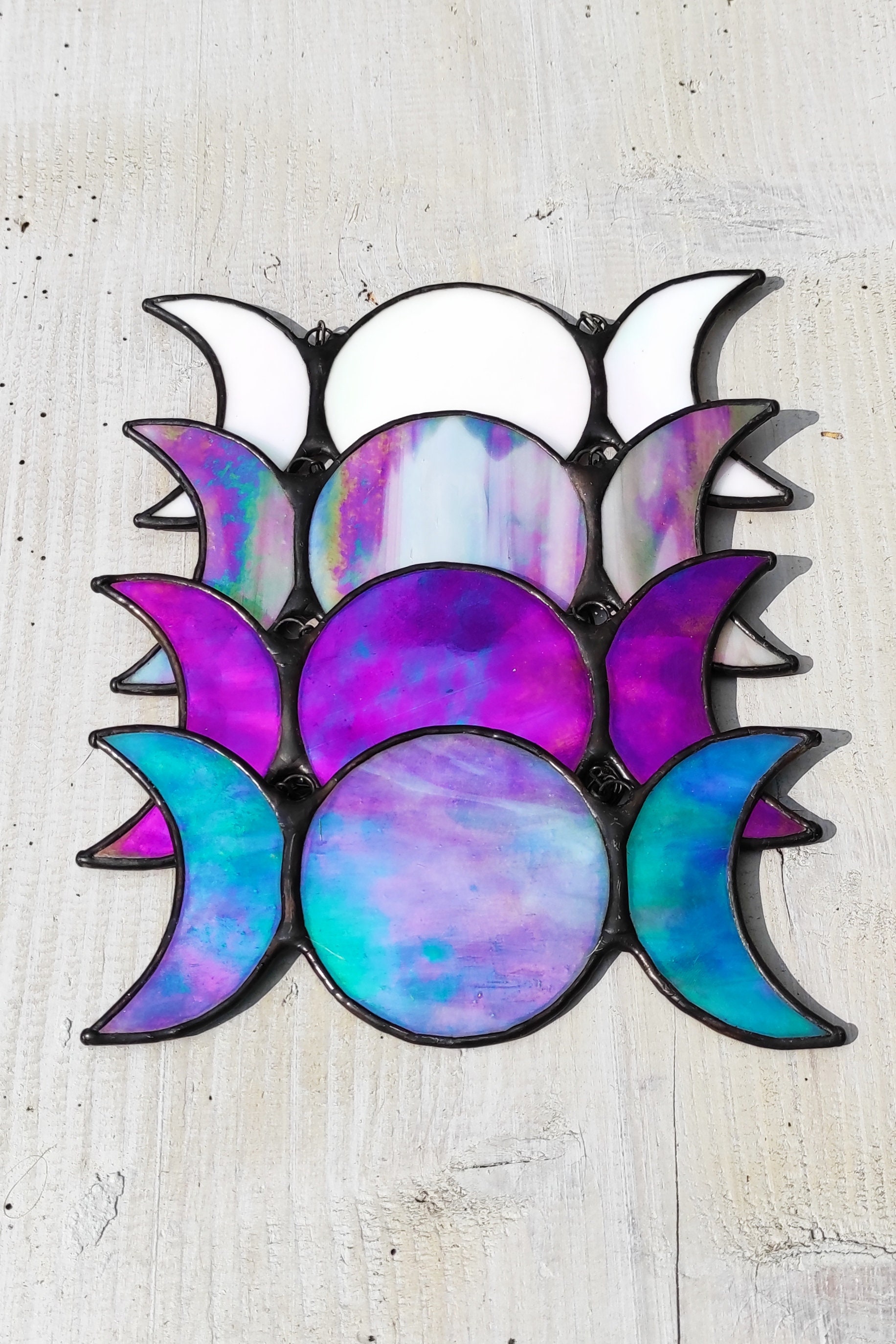 Suncatchers Art & Collectibles Bohemian decor Stained Glass Moon ...