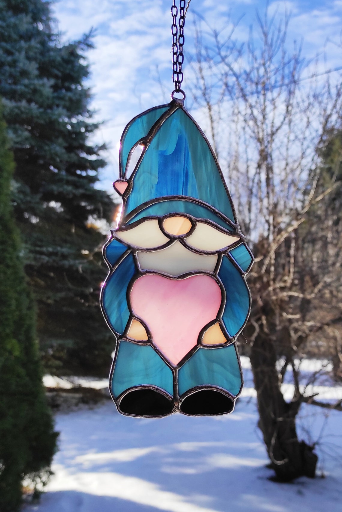 Stained Glass Gnome Suncatcher. Window Ornament, Gnomes Glass Decor ...