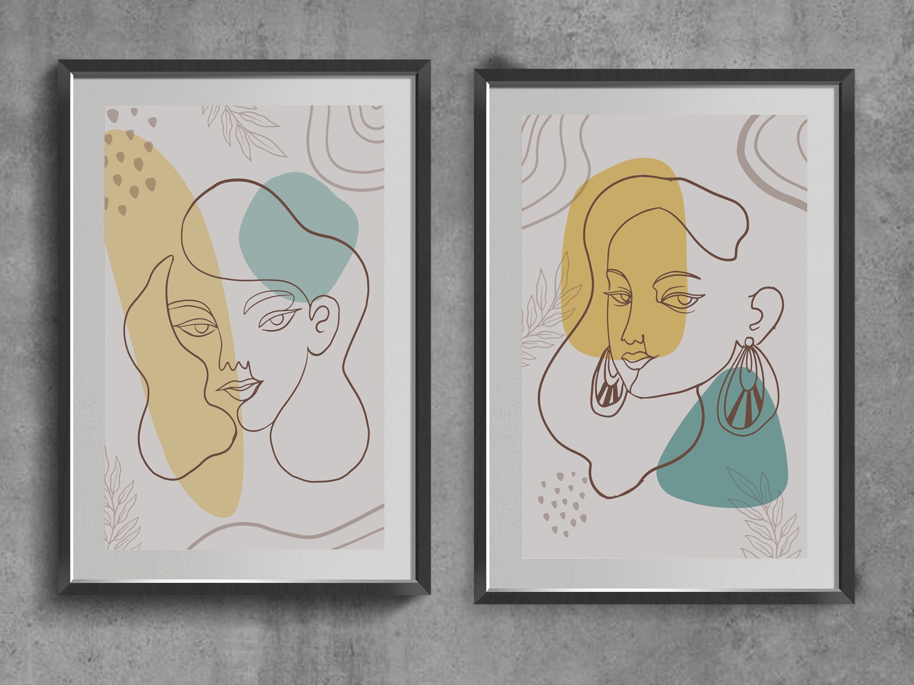 Boho Scandinavian Line Art Duo, Set of 2 Minimalist Abstract Posters ...