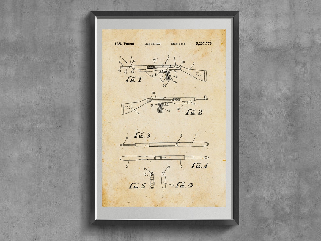 Revolver Technical Drawing. Revolver Patent Print. Vintage Revolver ...