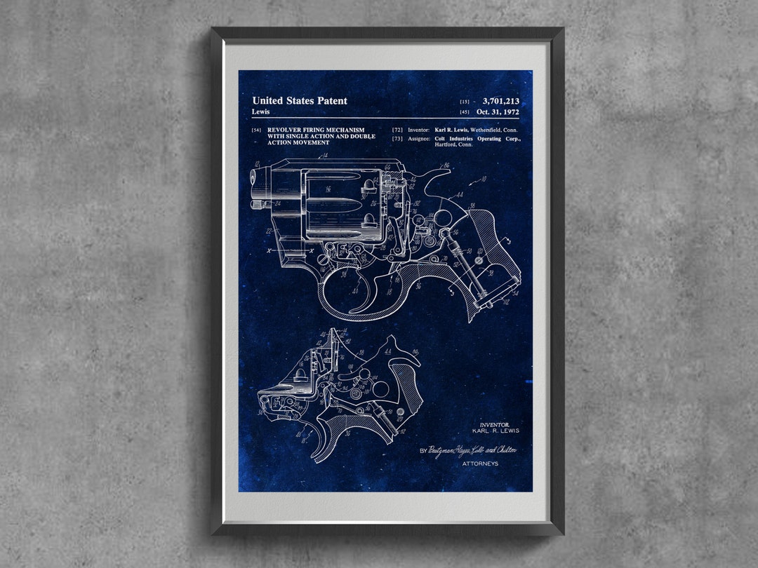 Revolver Technical Drawing. Revolver Patent Print. Vintage Revolver ...