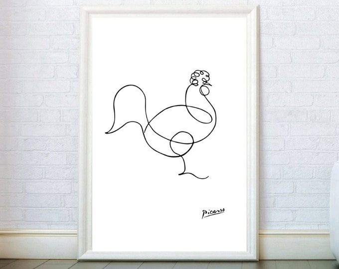 Pablo Picasso, Rooster Line Art, Le Coq Print, Picasso Chicken, Picasso ...