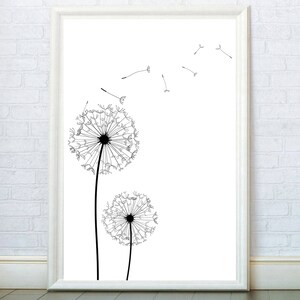 Dandelion Wall Art, Minimalist Floral Dandelion Print, Dandelions Home ...