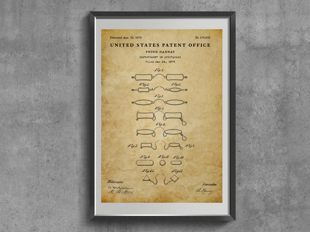 Snellen Pediatric Chart Print, Vintage Patent Glasses Art Poster ...