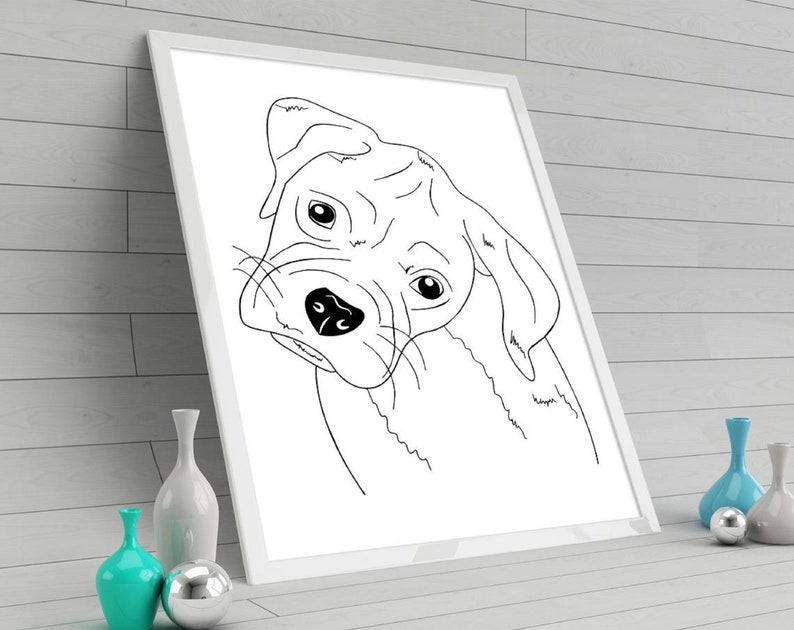 Puppy Dog Line Art Drawing Print Dog Poster Puppy Dog Art | Etsy