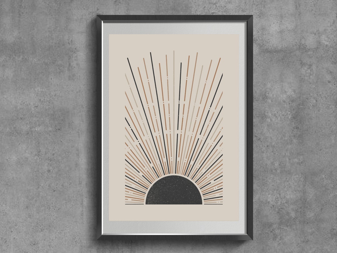 Retro Sun Art Boho Poster on Stretched Canvas. Boho Bliss: Vibrant ...