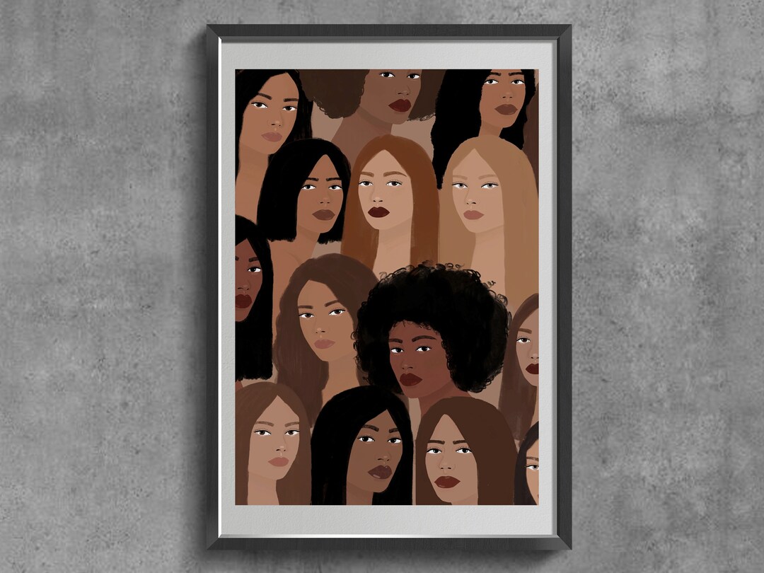Feminist Art Print, Retro Women Unite Poster, Canvas Wall Art, Girl ...