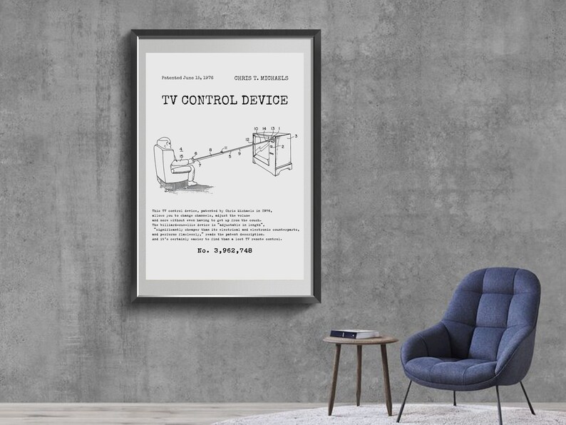 Funniest Patents Poster - Vintage TV Remote Control Print for Wall Art ...