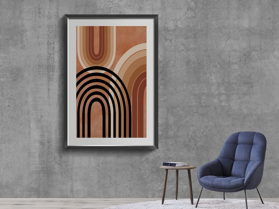 Terracotta Rainbow Geometry, Modern Abstract Wall Print Set, Boho ...