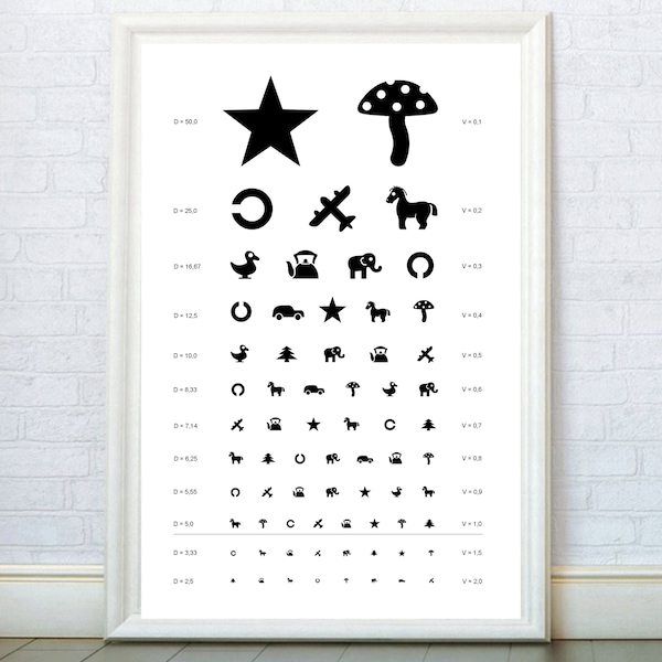 Vision test chart svg - Etsy Nederland