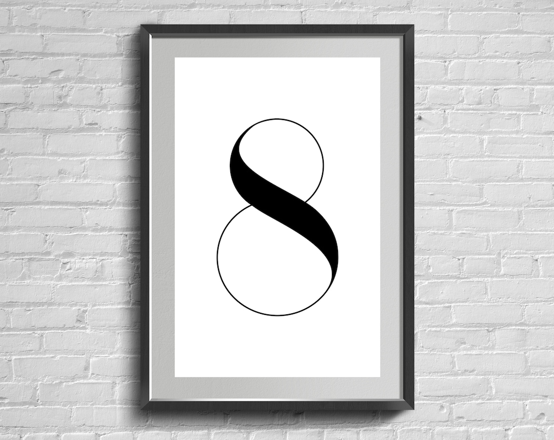 Number Eight Sign Poster, Number 8 Scandinavian House Print, Bedroom ...