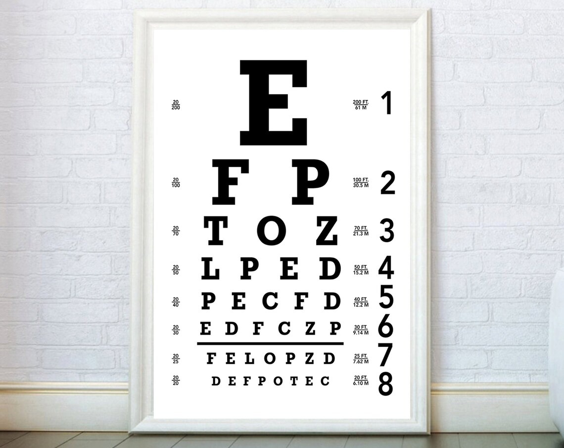 Eye Chart Poster Snellen Pediatric Chart Print Optometrist - Etsy