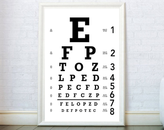 Eye Chart Poster Snellen Pediatric Chart Print Optometrist | Etsy