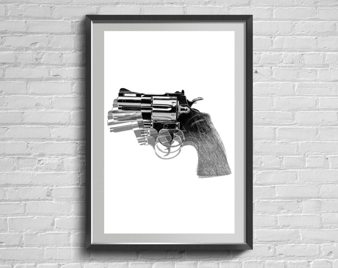 Revolver Poster, Weapon Print, Handgun Gift for Men, Gun Wall Art ...