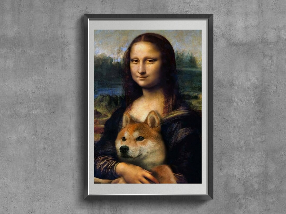 Mona Lisa With A Dog Poster. Pop Illustration Painting Print Wall Art ...